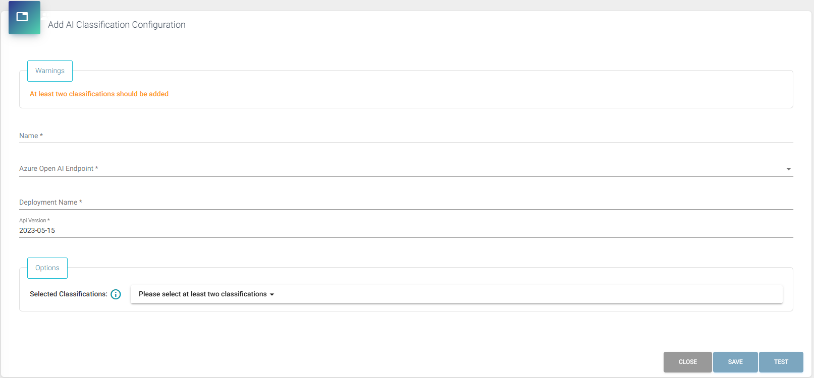 Classification Action Configurations - ROGER365.io